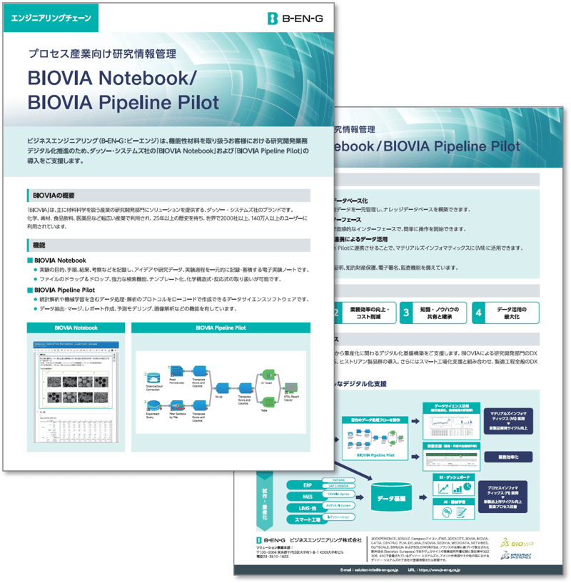プロセス産業向け研究情報管理 BIOVIA Notebook/BIOVIA Pipeline Pirot ダウンロード